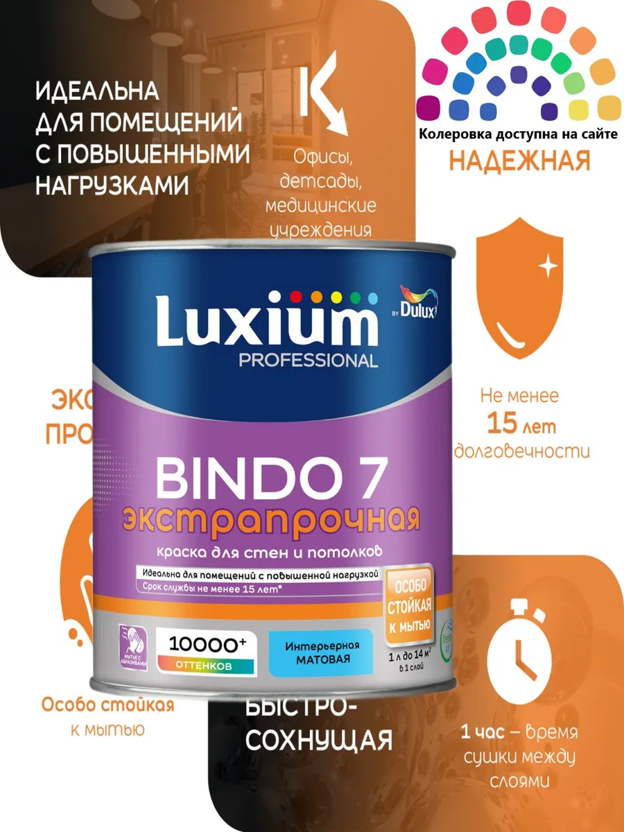 Краска для потолка dulux bindo 7